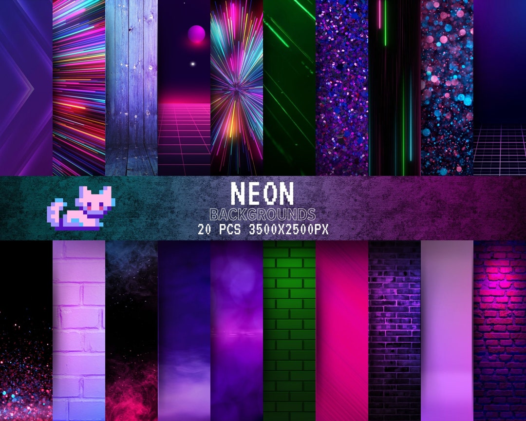 Neon Digital Paper: Glow in the Dark Backgrounds (20 JPG Files) - Etsy