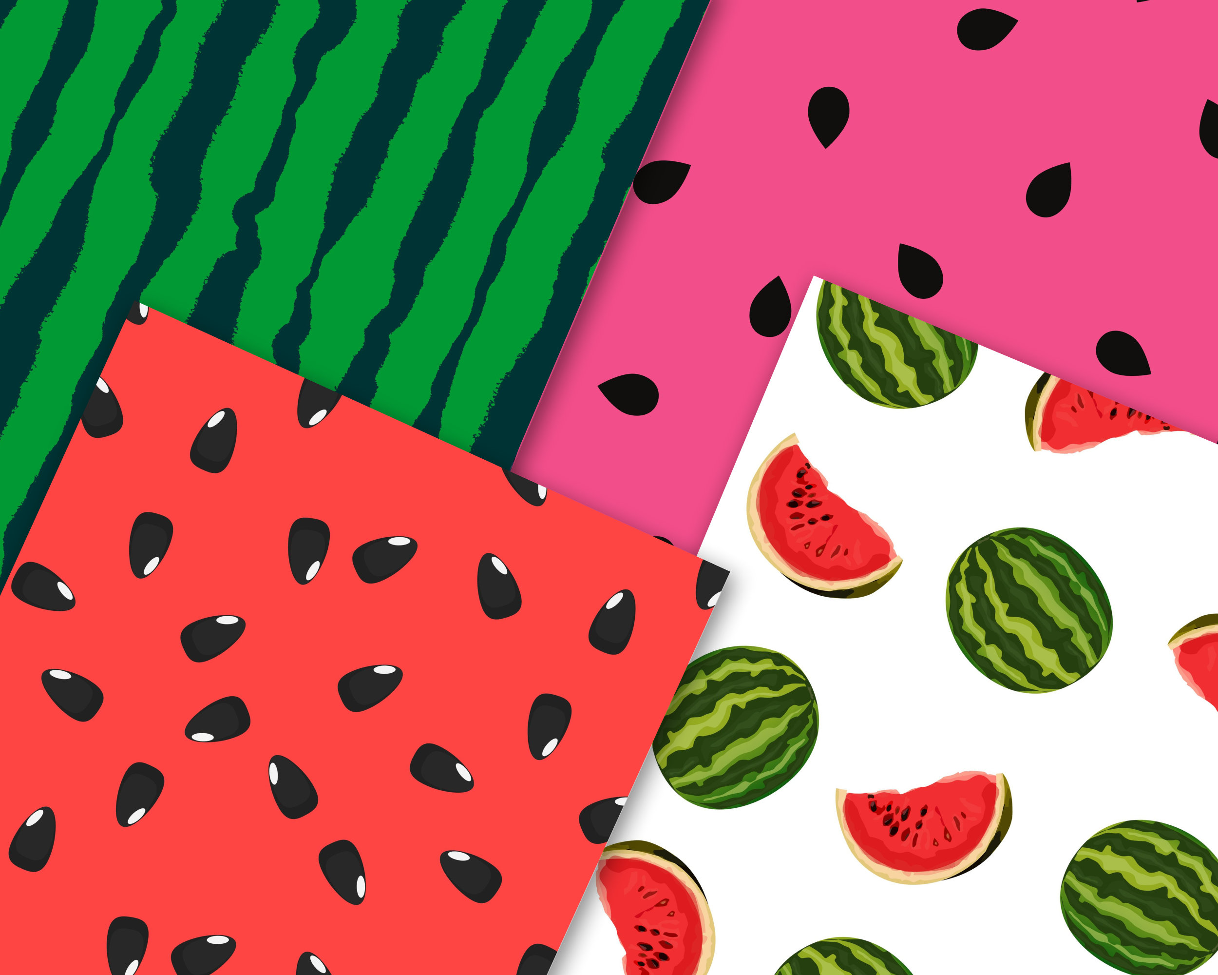 20 Watermelon Digital Paper. Summer Scrapbooking Paper. Seamless ...