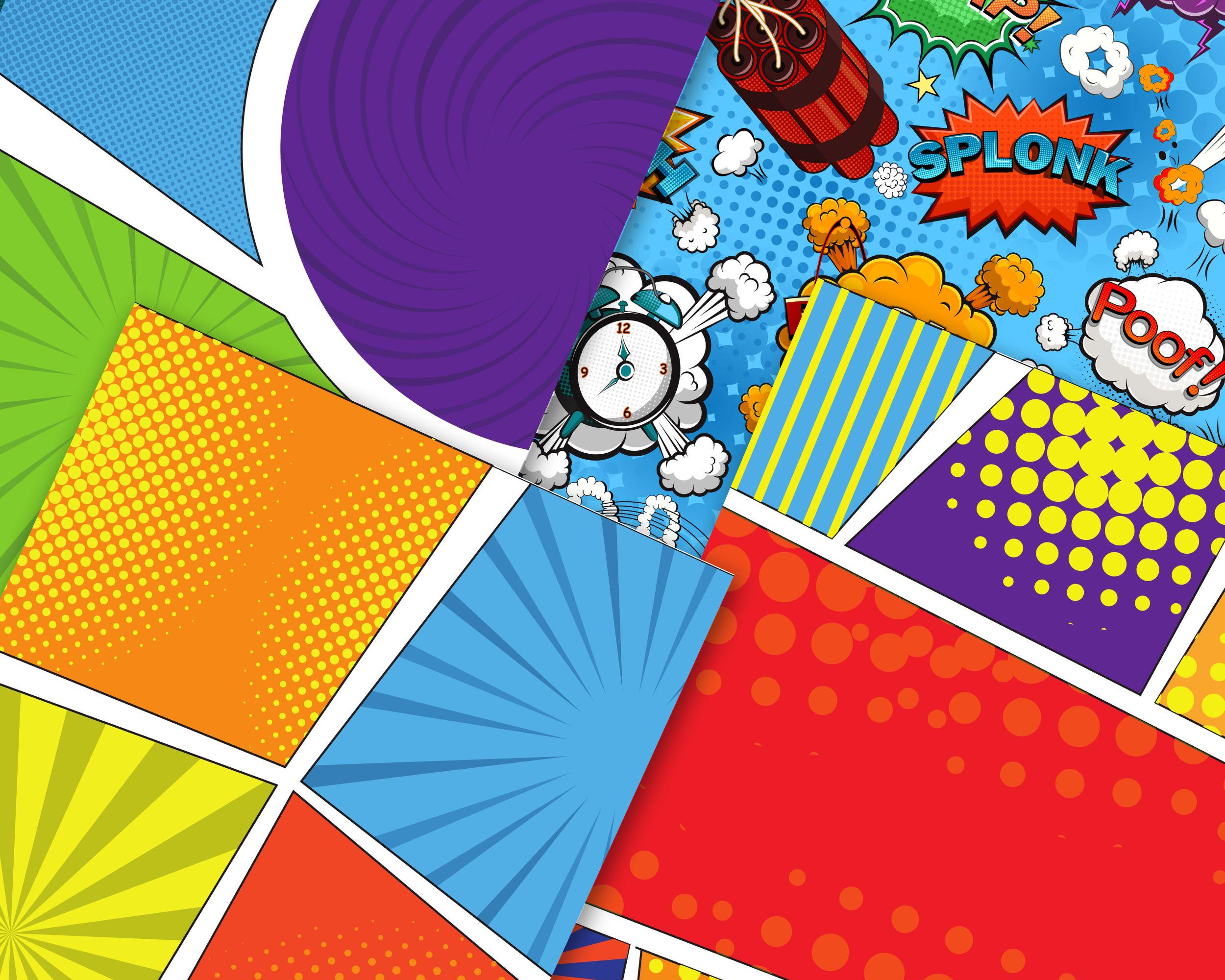 Superhero Comic Book Digital Paper Pack, 6 Seamless Patterns & 14 Pop ...