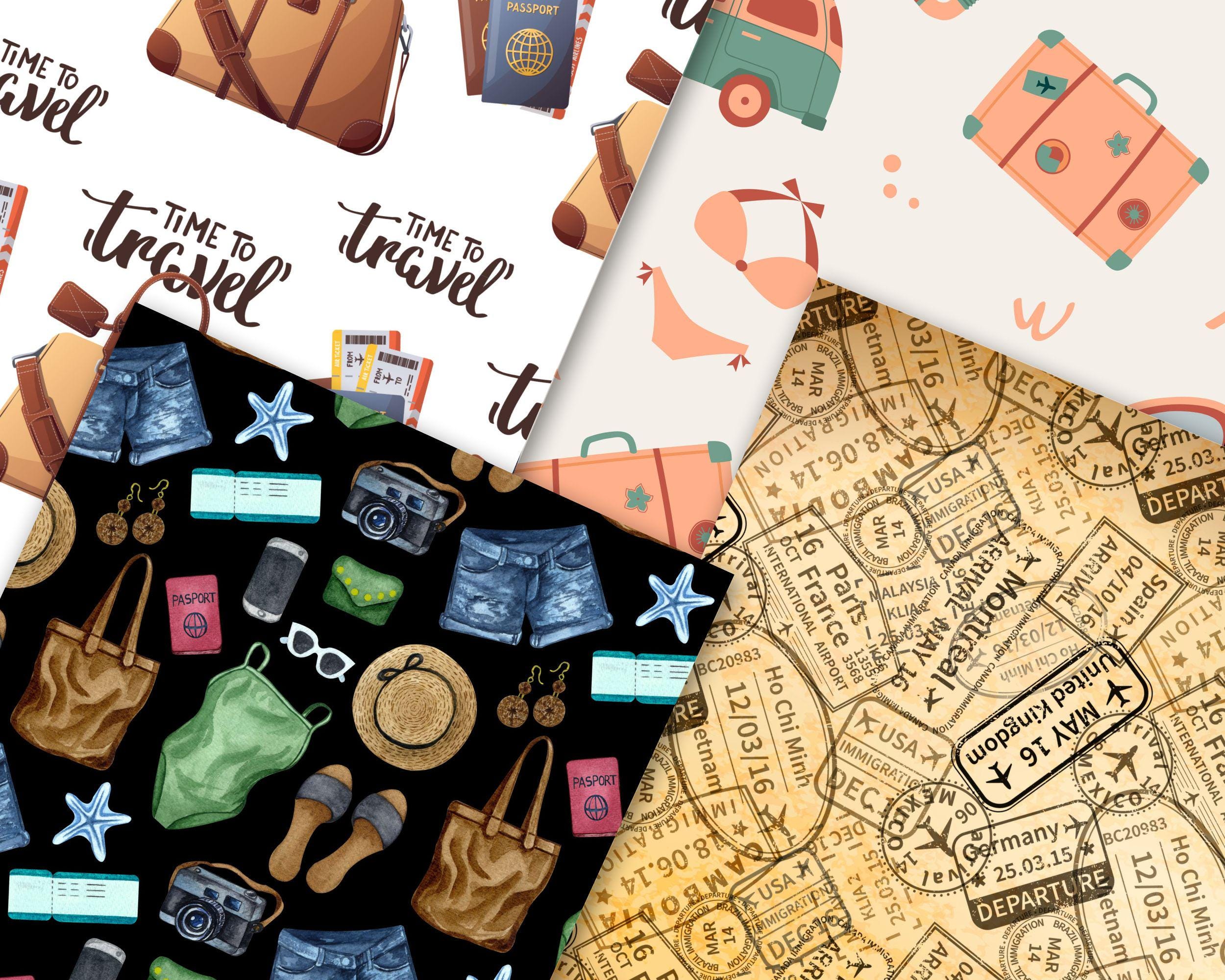 Travel Digital Paper Pack: Adventure Scrapbook Patterns (digital ...