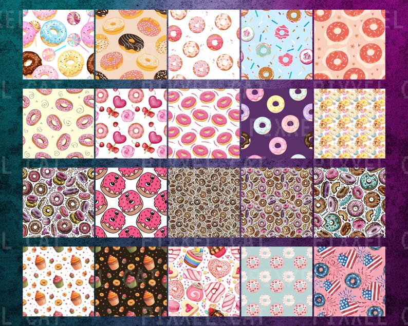 Seamless Donuts Digital Paper Pack, Doughnuts Clipart, Donut Background ...