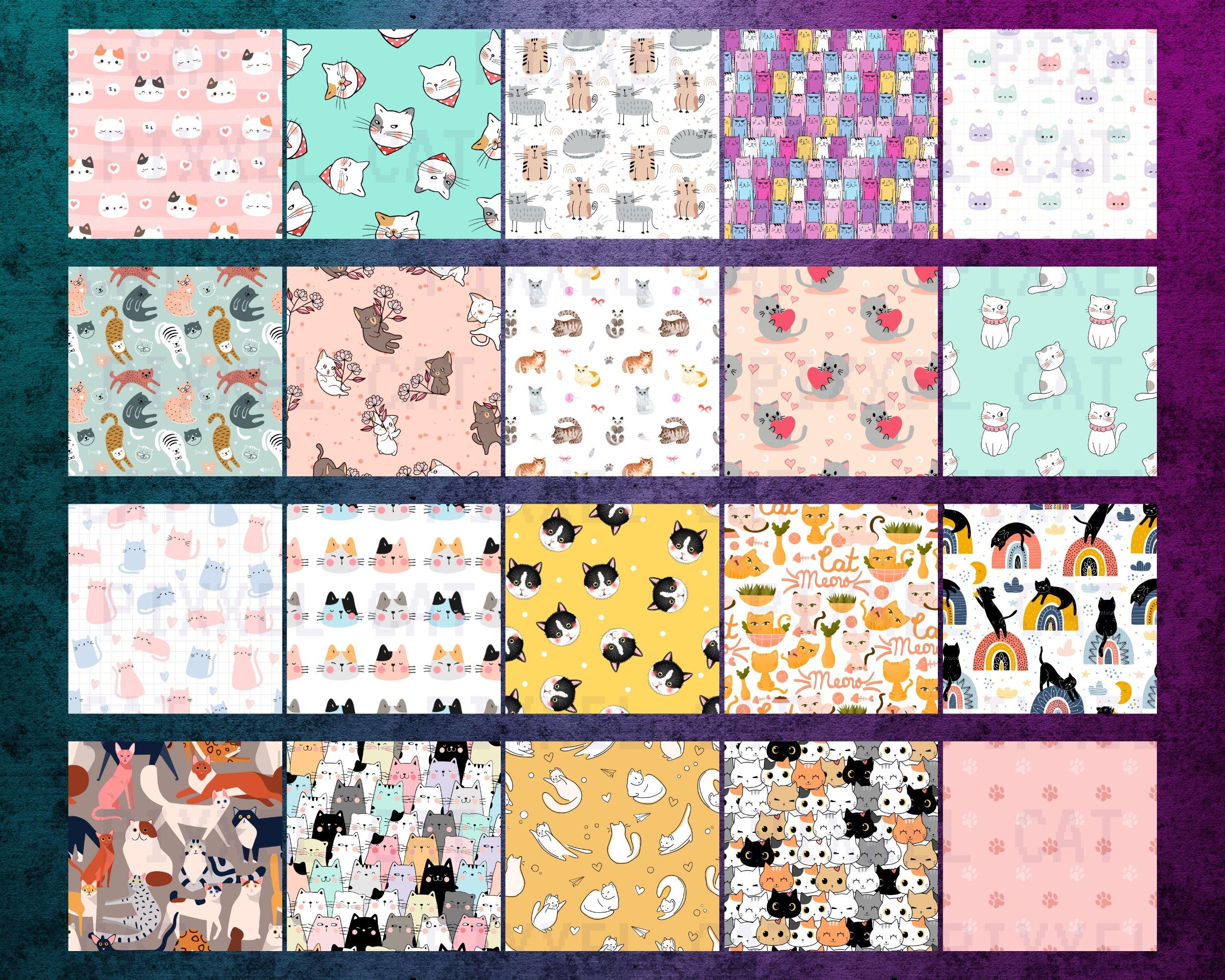 Funny Cats Digital Paper Pack: Kitten Scrapbook Patterns (instant ...