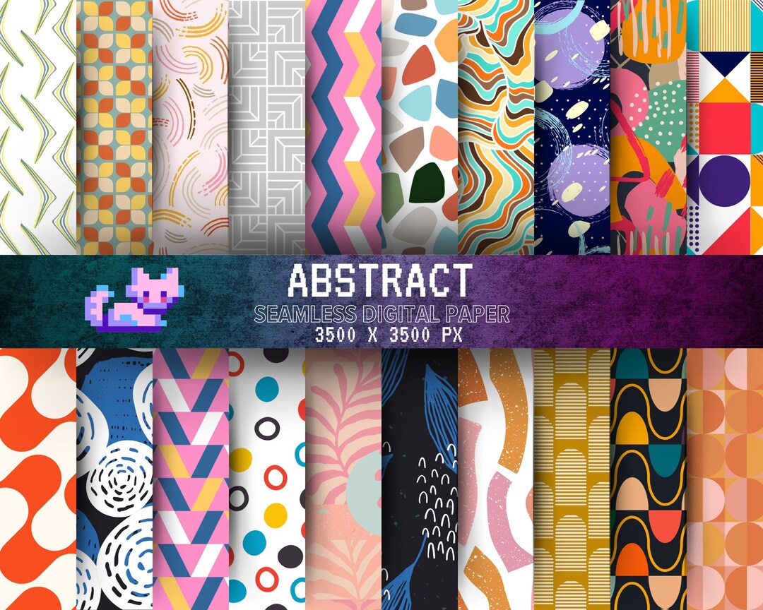 Modern Abstract Digital Paper: Seamless Paint Strokes & Boho Clipart ...
