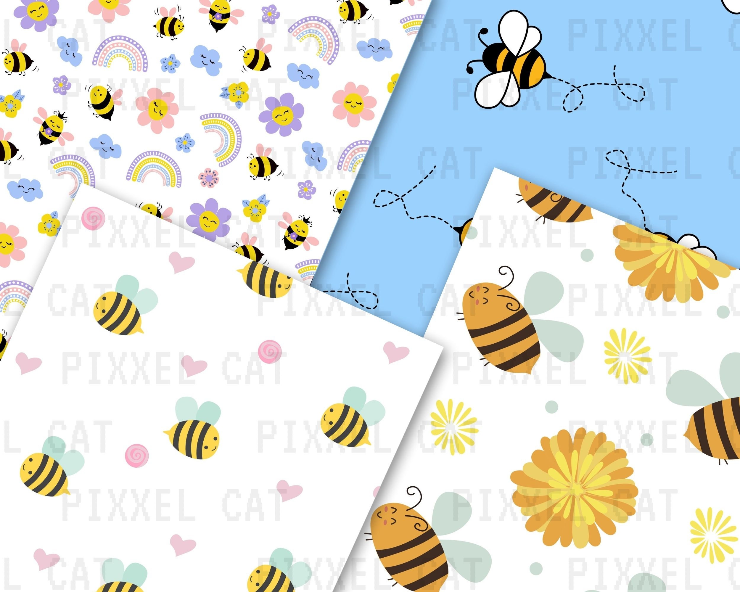 Bee Digital Paper, Honey Bee Digital Paper Set, Honeycomb Pattern Paper ...