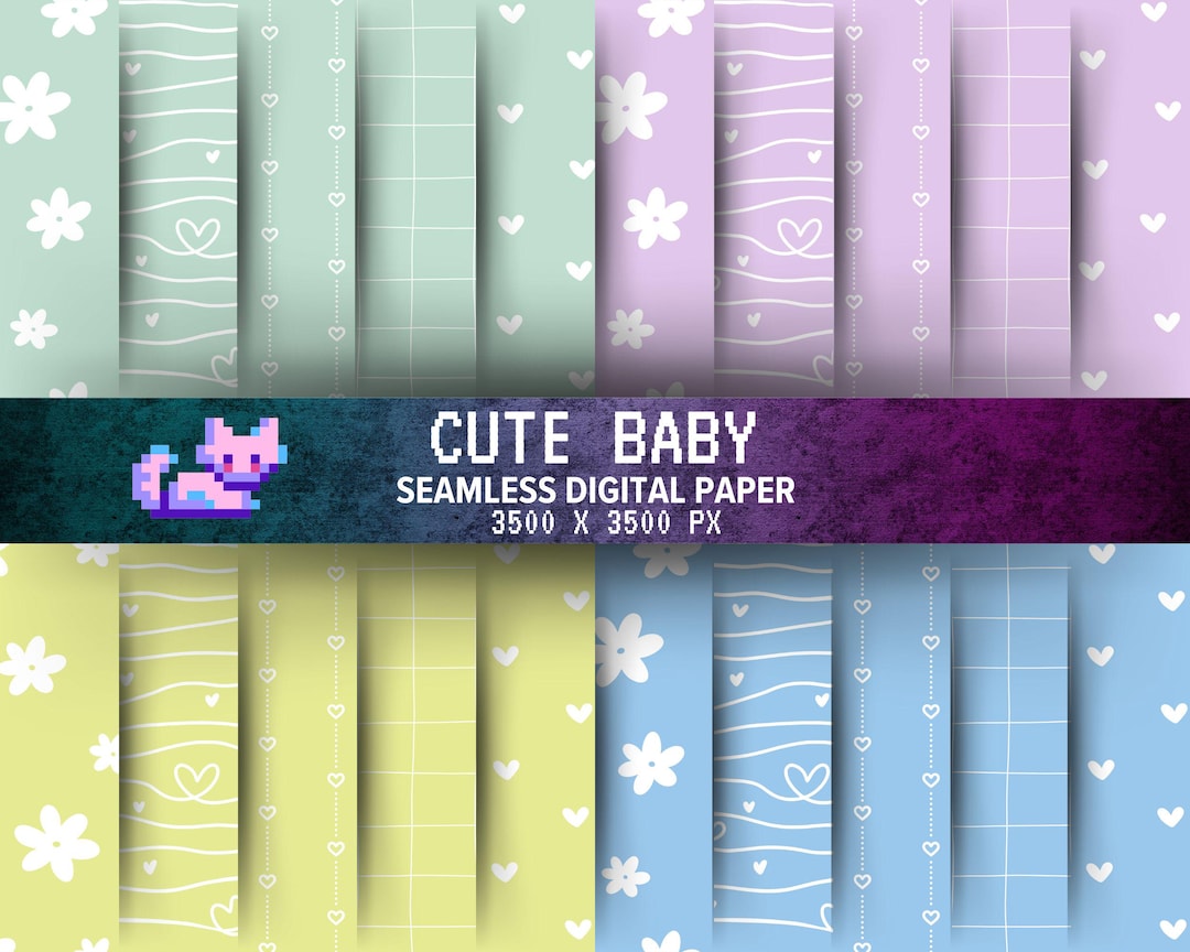 20 Cute Baby Pastel Digital Papers. Seamless Newborn Patterns in Soft ...