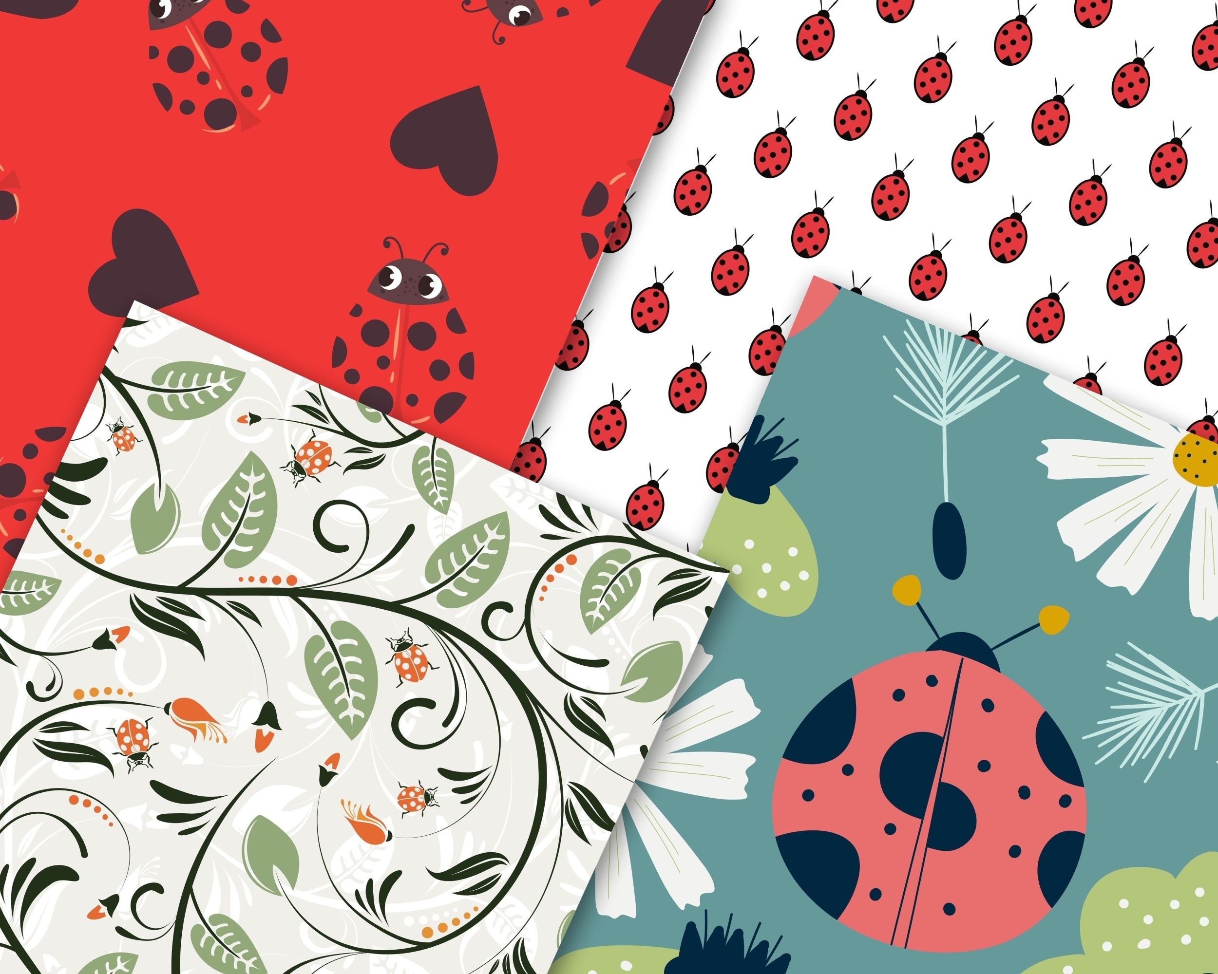 Ladybug Digital Paper. 20 Seamless Patterns for Backgrounds & Design ...