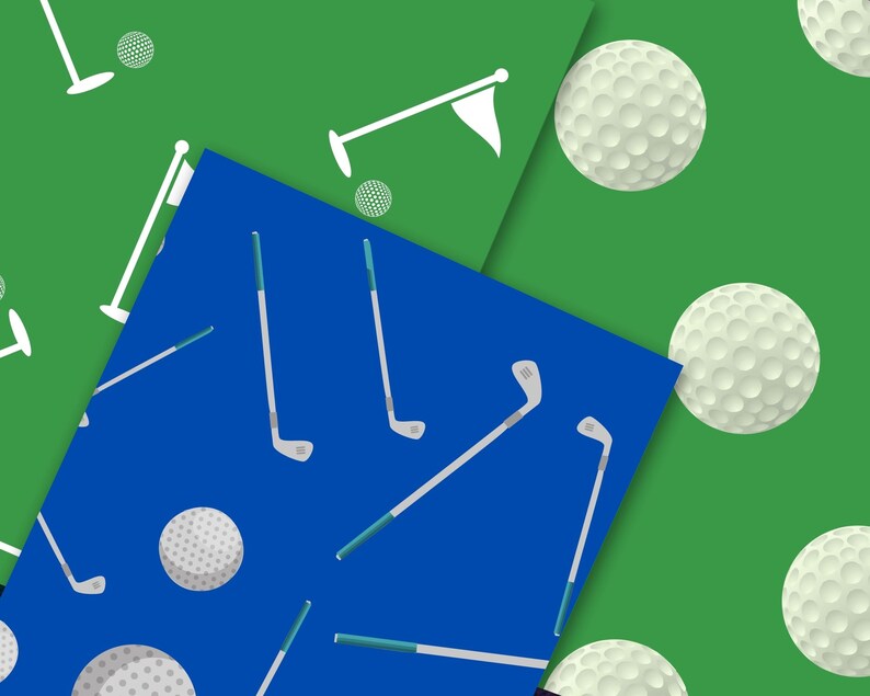 Navy Green Golf Pattern Digital Paper: Party Printables (JPG Download ...