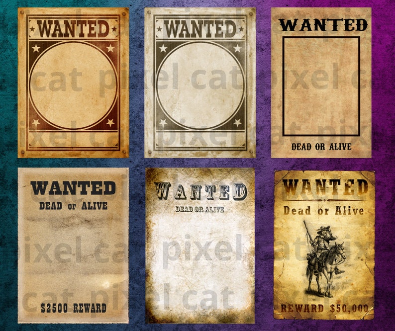 Digital Wanted Poster: Vintage Western Paper Textures (PNG Download) - Etsy