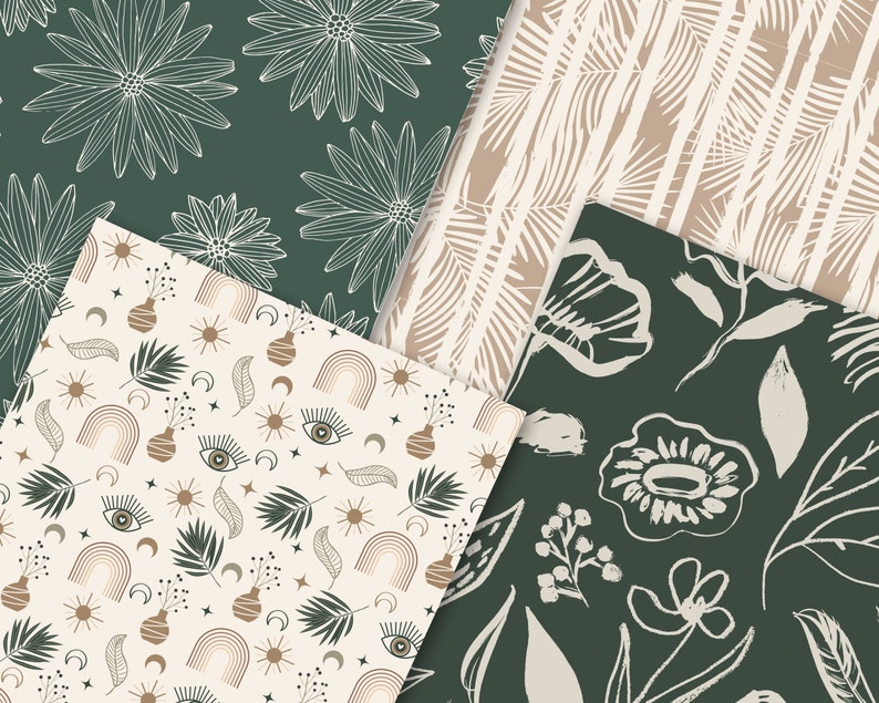 Boho Seamless Pattern: Bohemian Digital Paper Pack (3500x3500px) - Etsy
