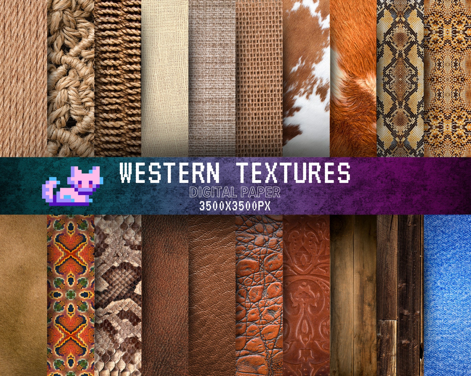 Western Textures Digital Paper: Seamless Cowboy Textures for Wild West ...