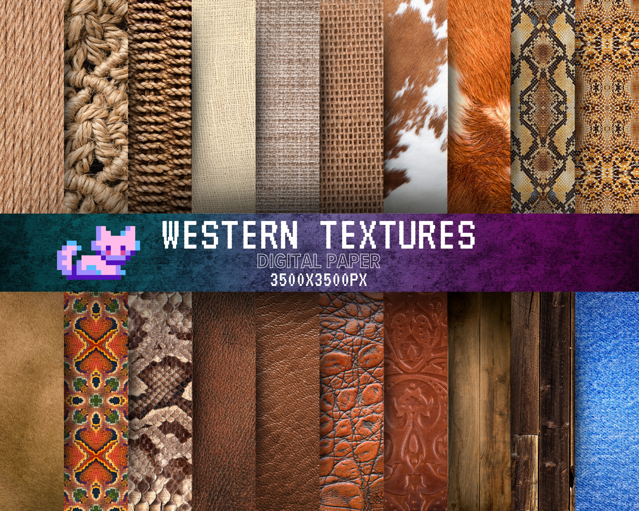 Western Textures Digital Paper: Seamless Cowboy Textures for Wild West ...