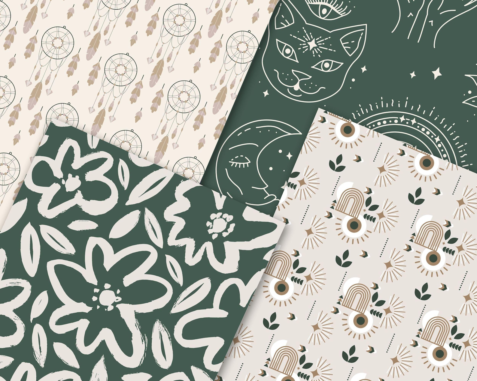 Boho Seamless Pattern: Bohemian Digital Paper Pack (3500x3500px) - Etsy