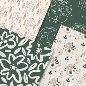 Boho Seamless Pattern: Bohemian Digital Paper Pack (3500x3500px) - Etsy