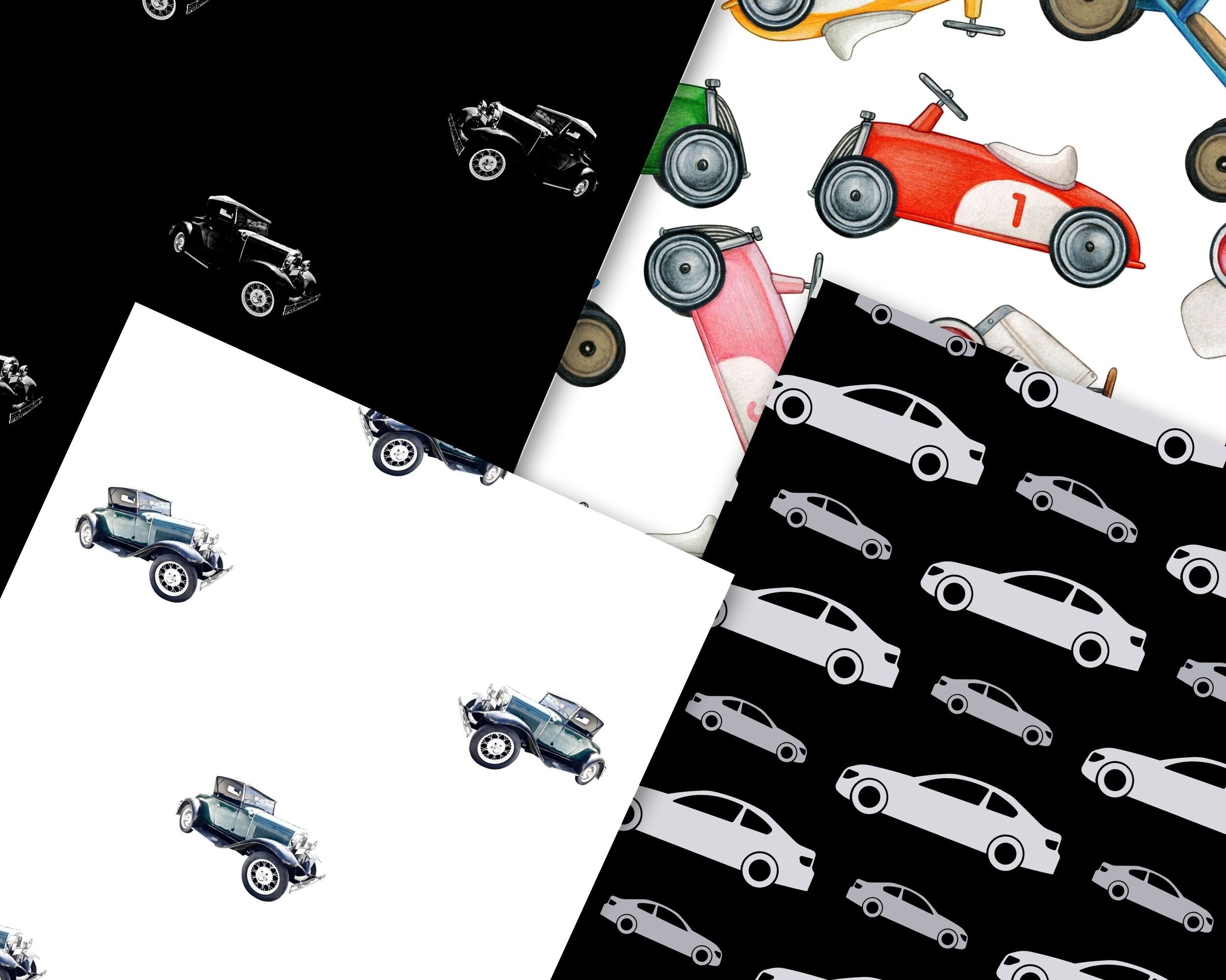 Retro Race Car Digital Paper Pack: Vintage Seamless Patterns (instant ...
