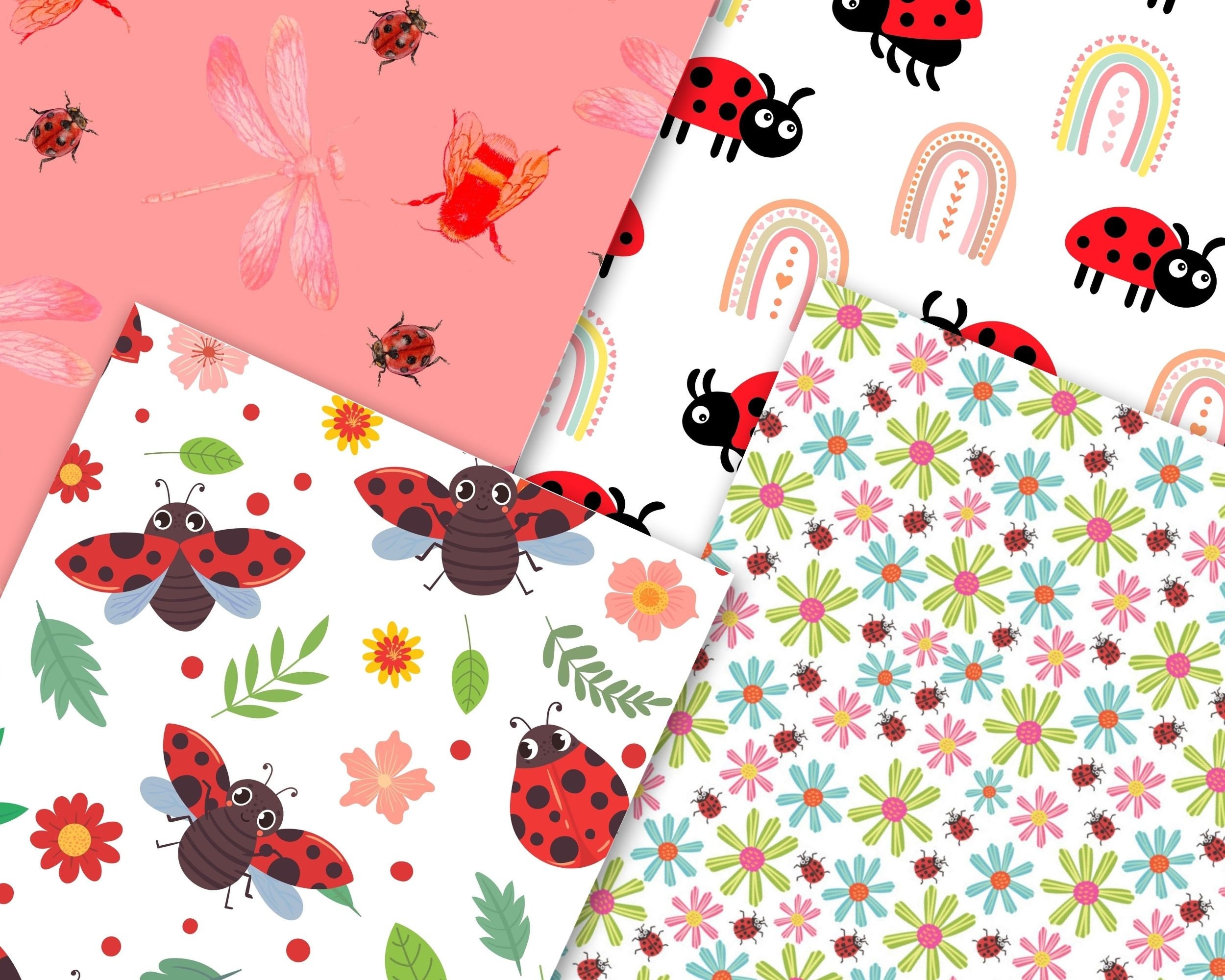 Ladybug Digital Paper. 20 Seamless Patterns for Backgrounds & Design ...