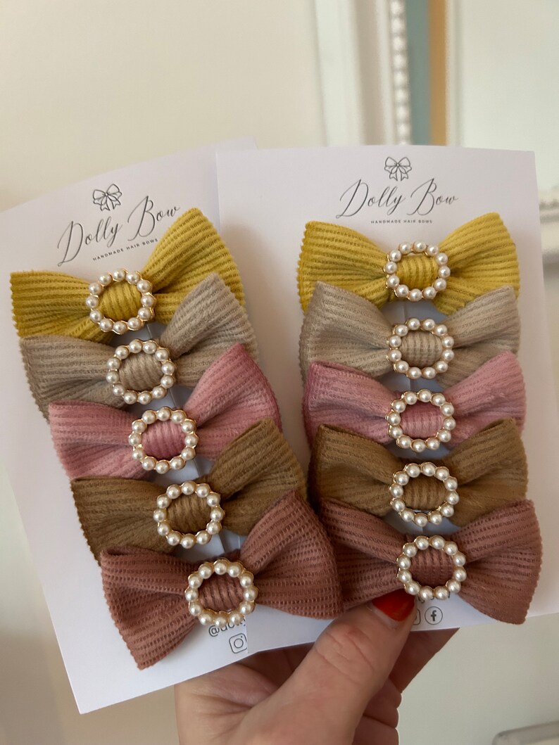 Autumn/winter Hair Bows Hair Mini 5 Set Clip Dolly Bow - Etsy