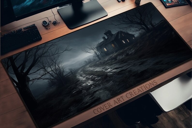Desk Mat Dark Creepy Gothic House on A Hill Large Aesthetic - Etsy