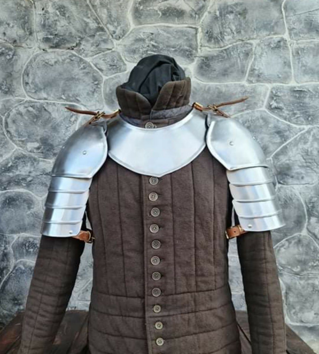 XL Set Pair of Pauldrons With Gorget Steel Larp Armor - Etsy