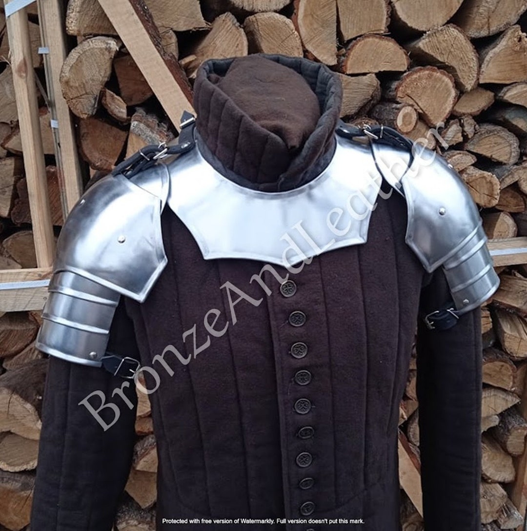 M Set Pair of Pauldrons With Gorget Steel Larp Armor - Etsy