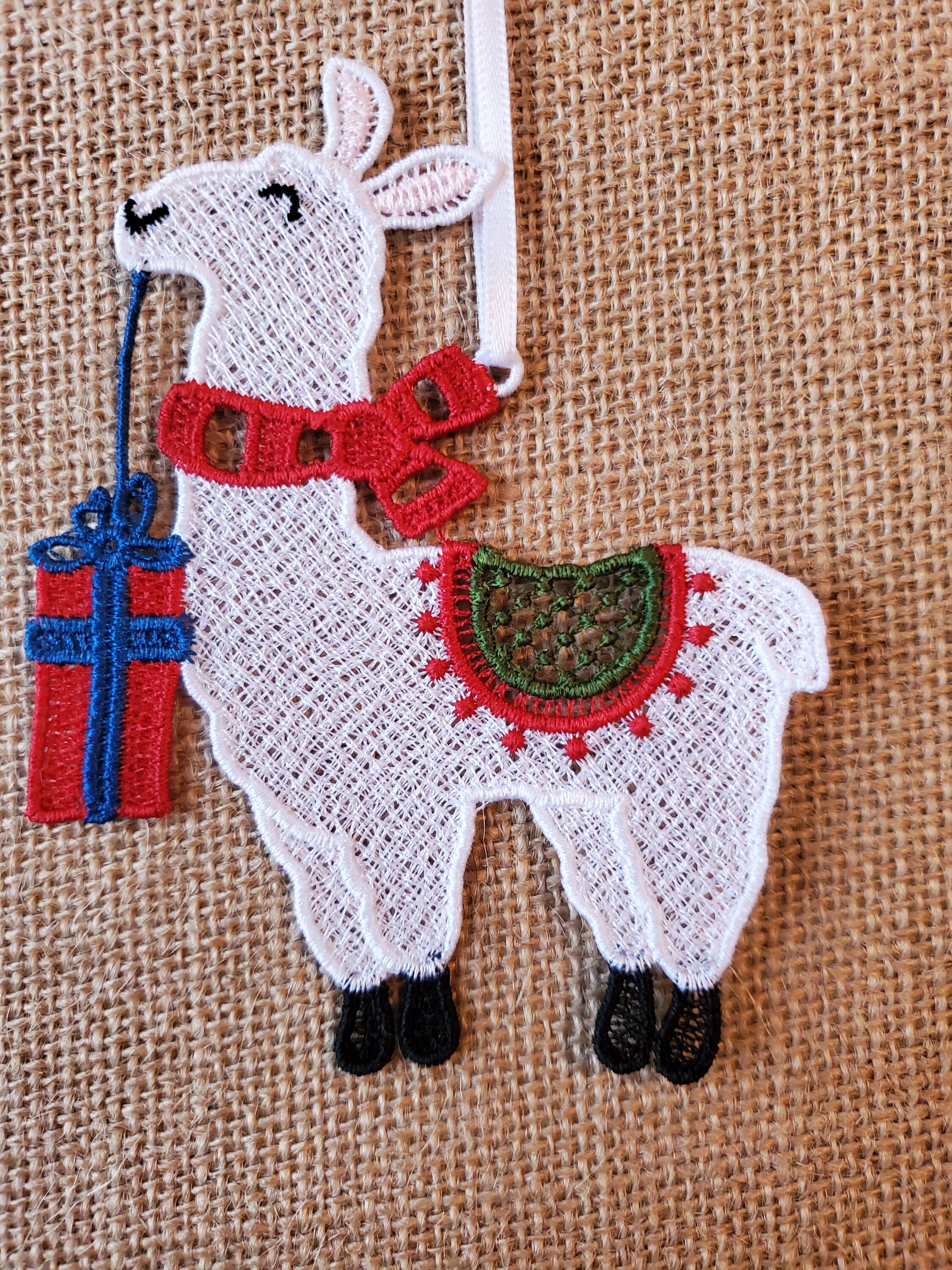 Adorable Embroider Lace Llama Christmas Ornaments, Christmas Ornaments ...