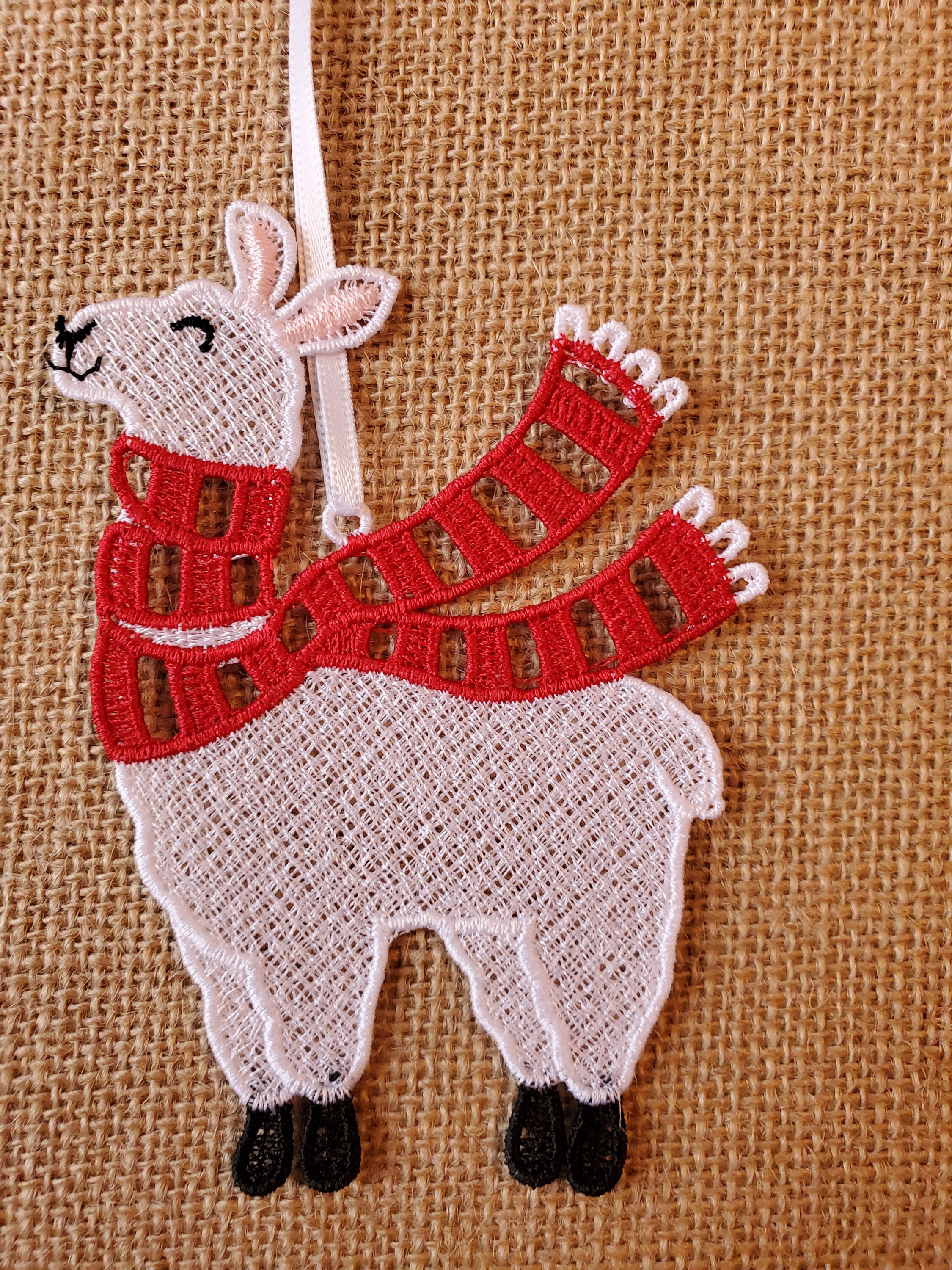 Adorable Embroider Lace Llama Christmas Ornaments, Christmas Ornaments ...