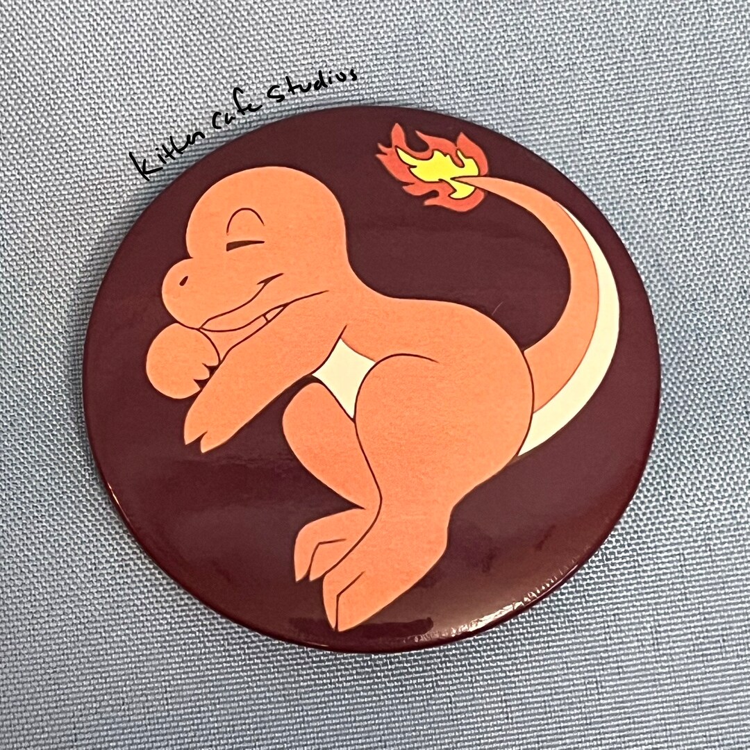 Fire Type Starter Fanart 2 Pin Button - Etsy