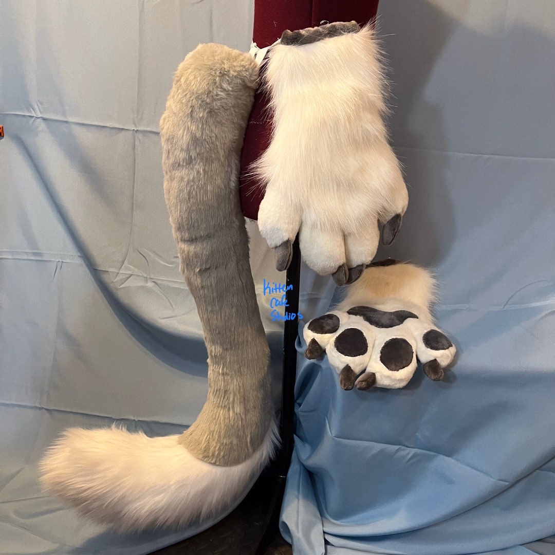 Fursuit Paw Tail Set Silver - Etsy