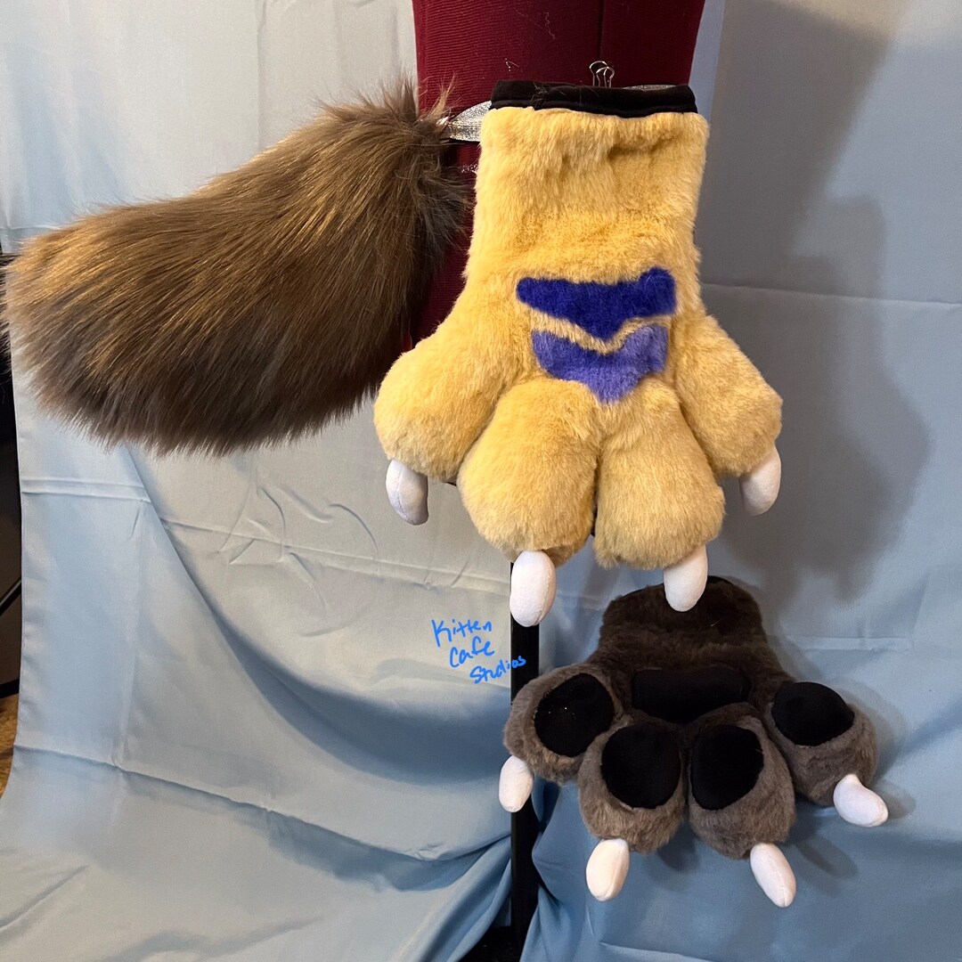 Fursuit Paw Tail Set Tan Gray - Etsy