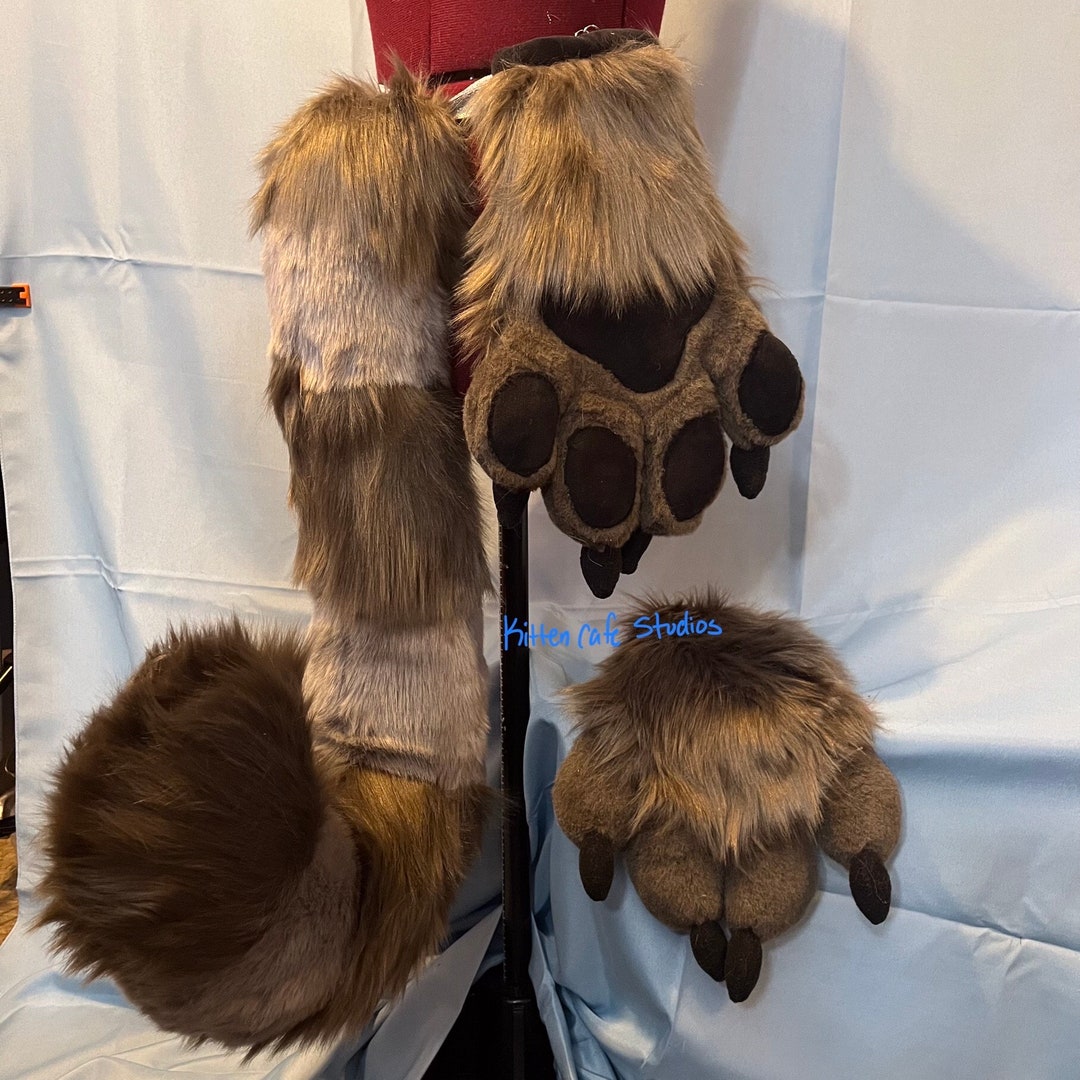 Fursuit Paw Tail Set Gray - Etsy