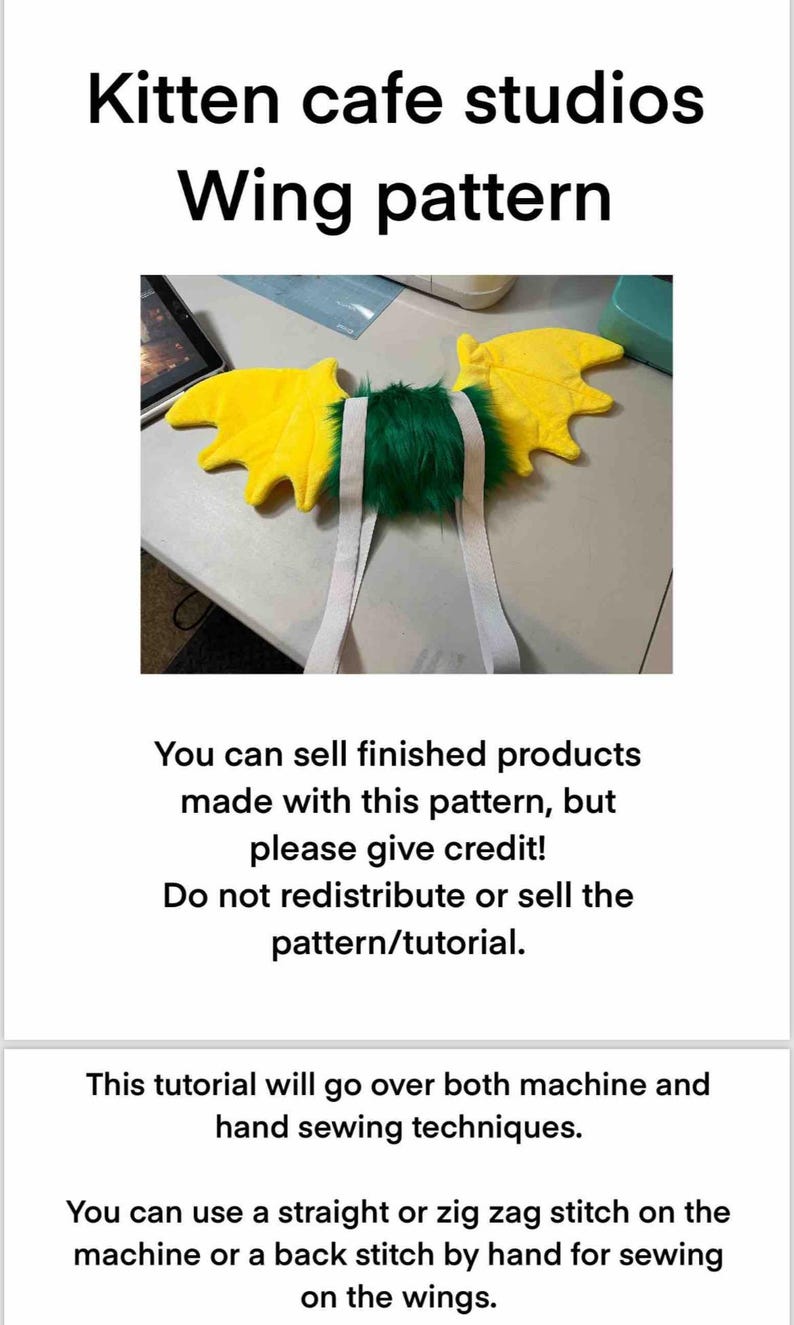5 Styles! - PATTERN + TUTORIAL DIY Fursuit Wing - Etsy