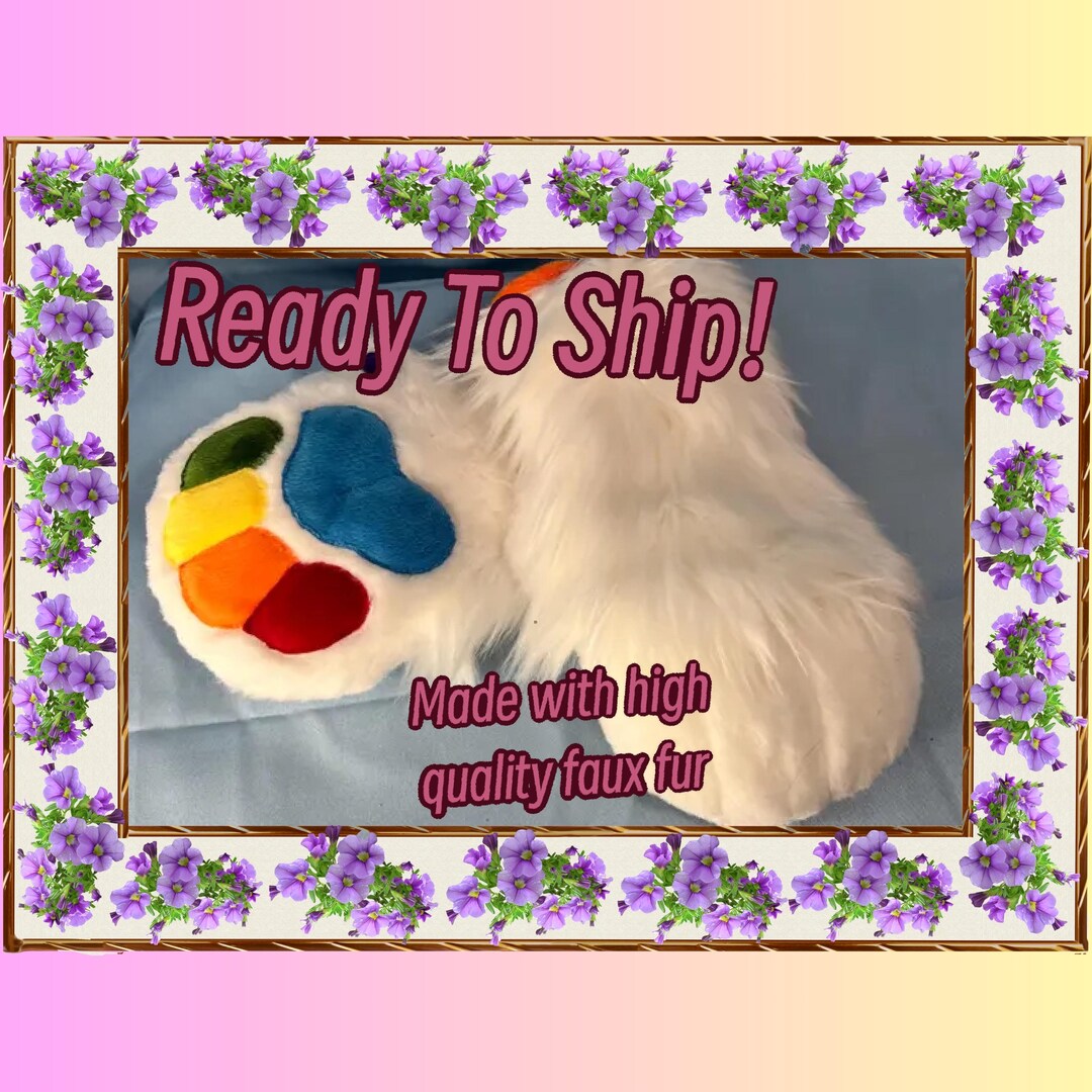 Premade Fursuit Furry Mitten Paws Rainbow - Etsy
