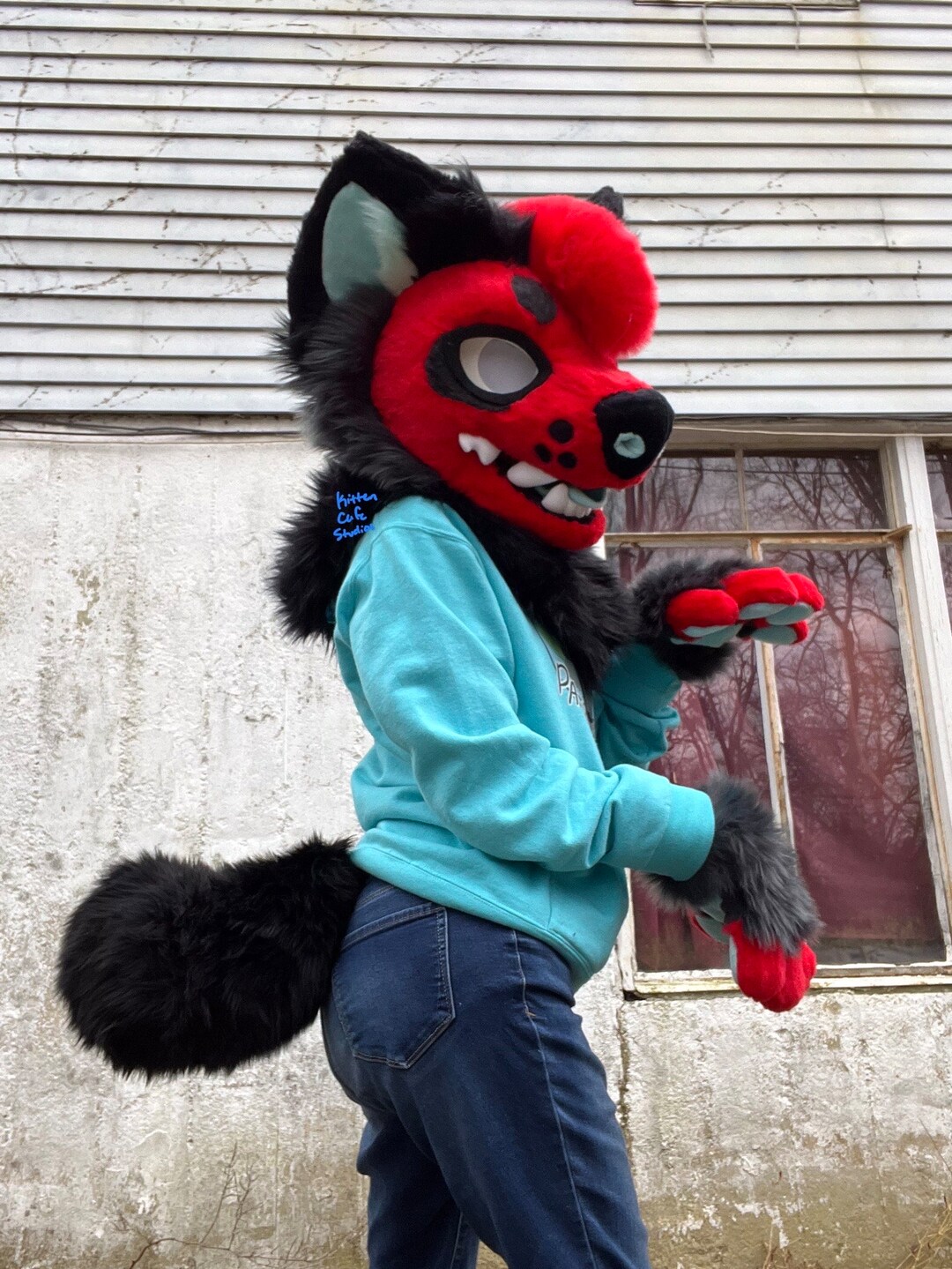 NO TRADES Black / Red Dog Fursuit Partial Premade - Etsy