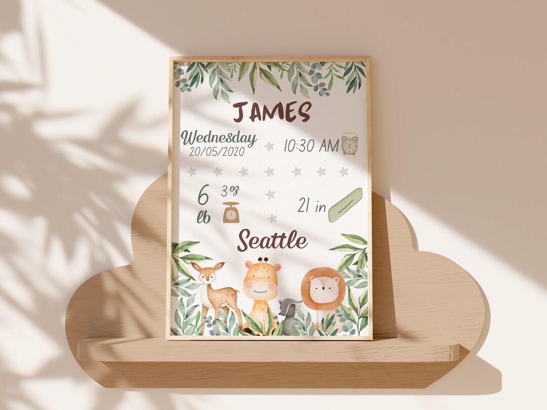 Printable Decorative Birth Stats Sign, Personalized Birth Stats Sign ...