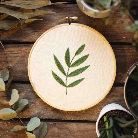 Embroidery Frame With Leaf Motif Minimalist Embroidery - Etsy