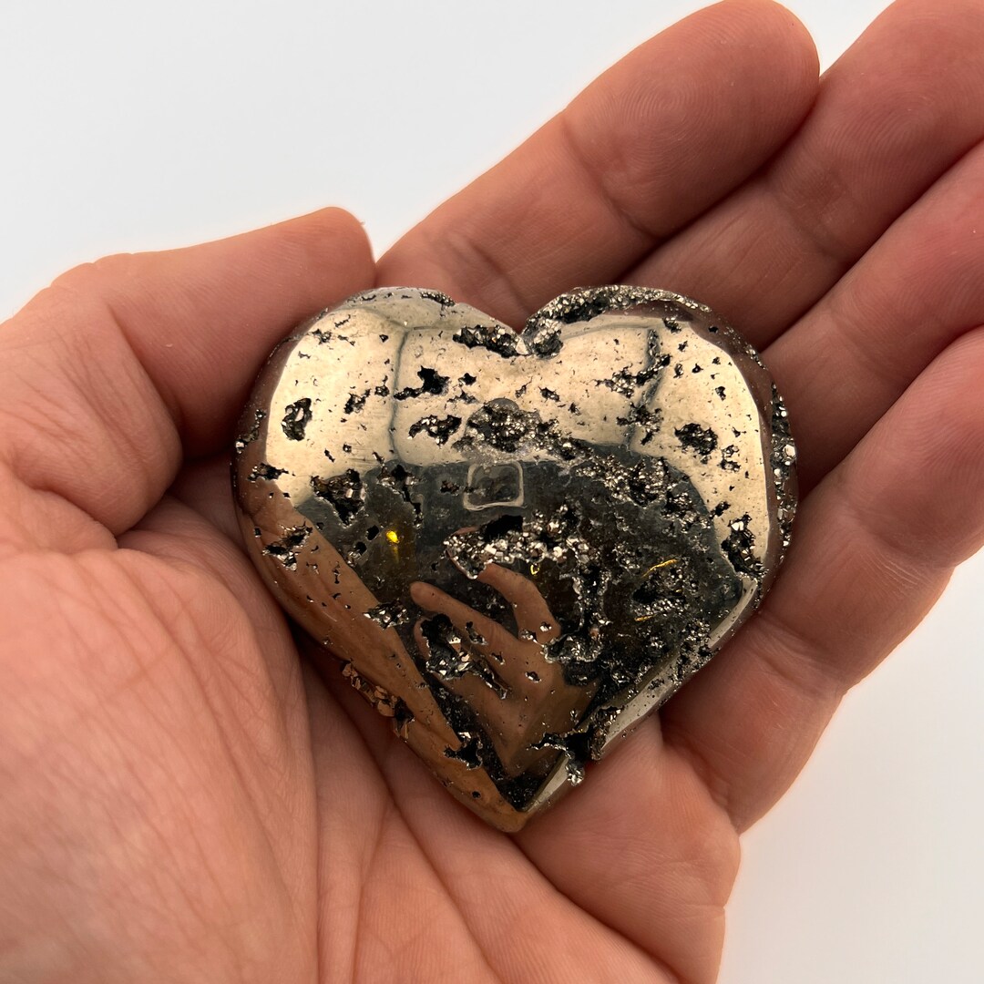 Summer Sale Pyrite Crystal Heart Cubic Pyrite Very Nice Size 2 2 2.25 ...