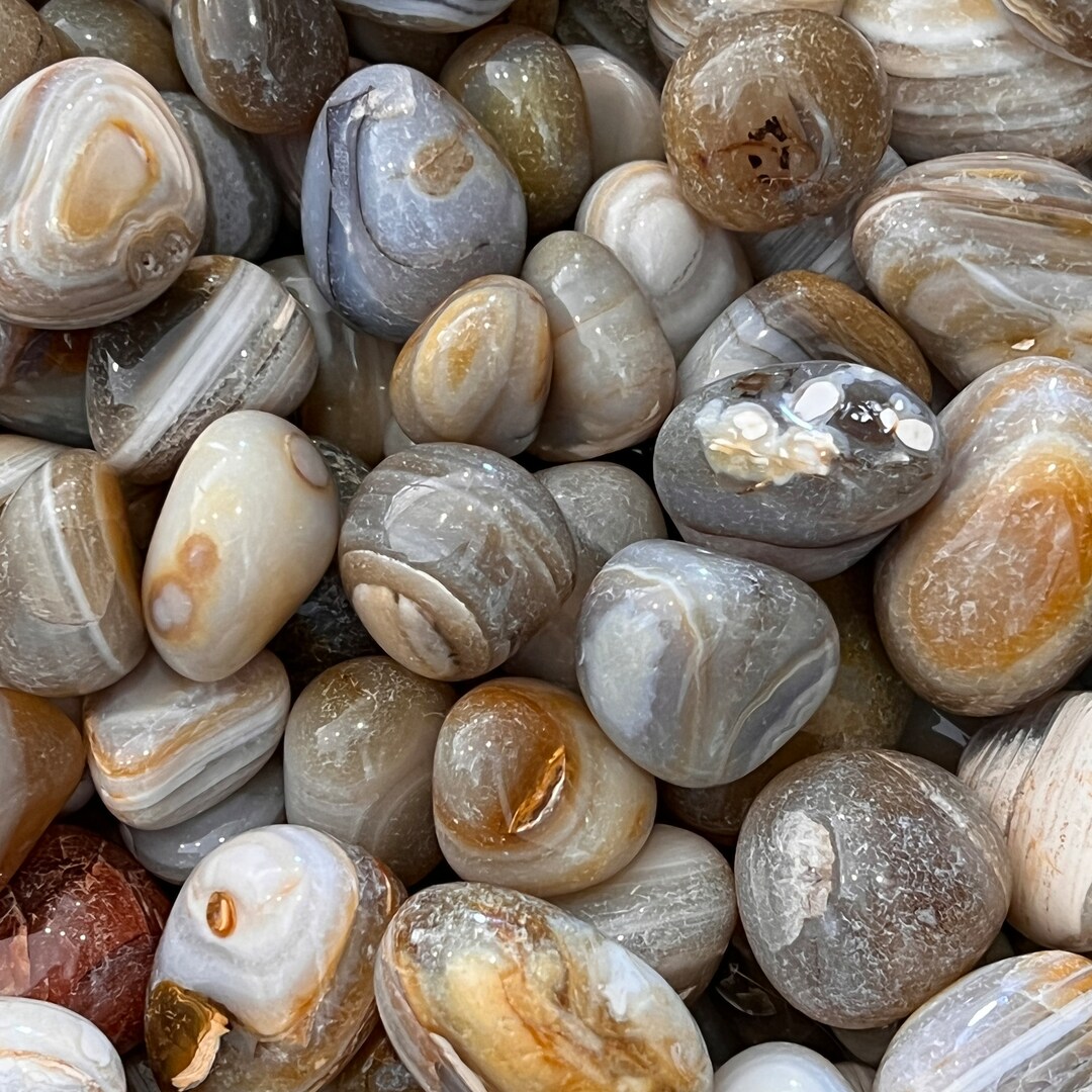 Big Sale!! 1000 Carat Lots of Banded Agate TUMBLED POLISHED Gemstones ...