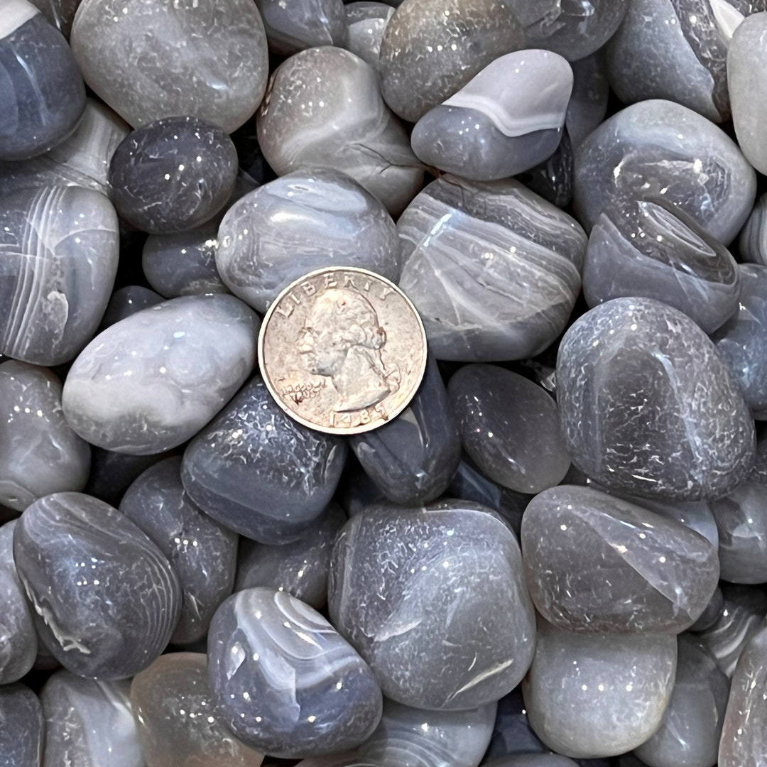 Big Sale!! 2000 Carat Lots of Gray Agate TUMBLED POLISHED Gemstones + A ...