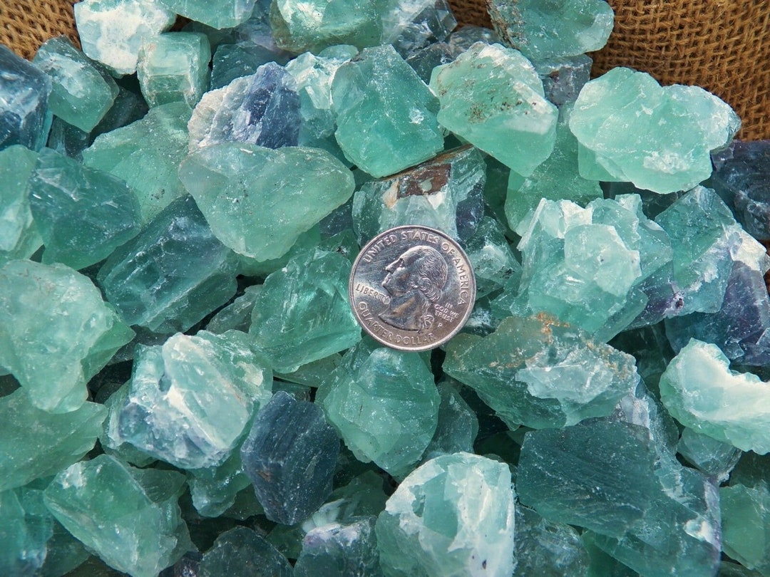 Big Sale!! 1000 Carat Lots of Green Fluorite Rough Plus a Free Faceted ...