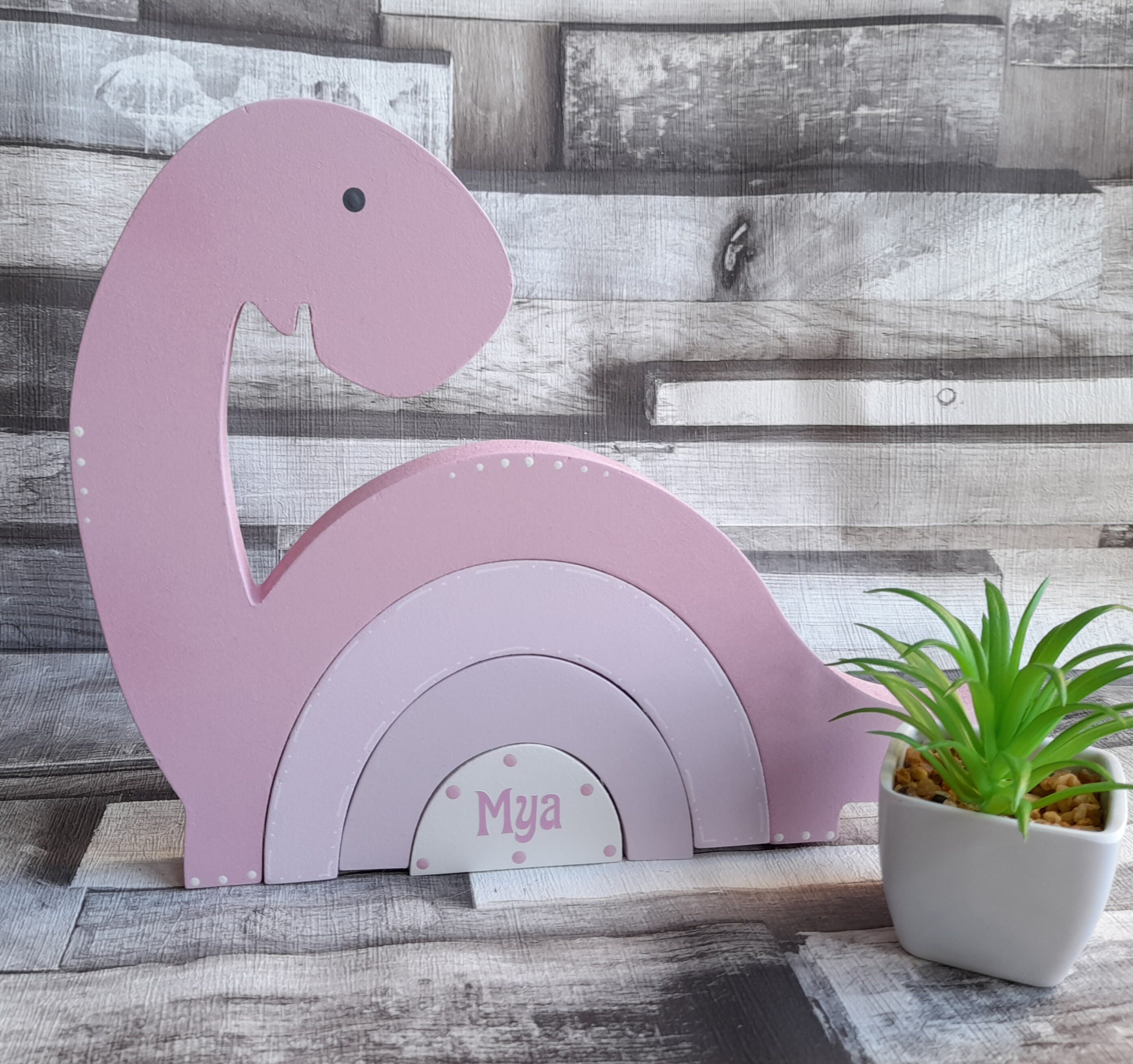 Dinosaur Rainbow Stacker, New Baby Gift, Personalised Dinosaur Gift ...