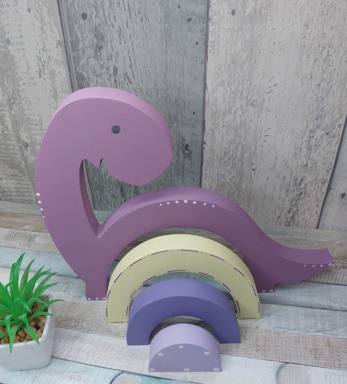 Dinosaur Rainbow Stacker, New Baby Gift, Personalised Dinosaur Gift ...