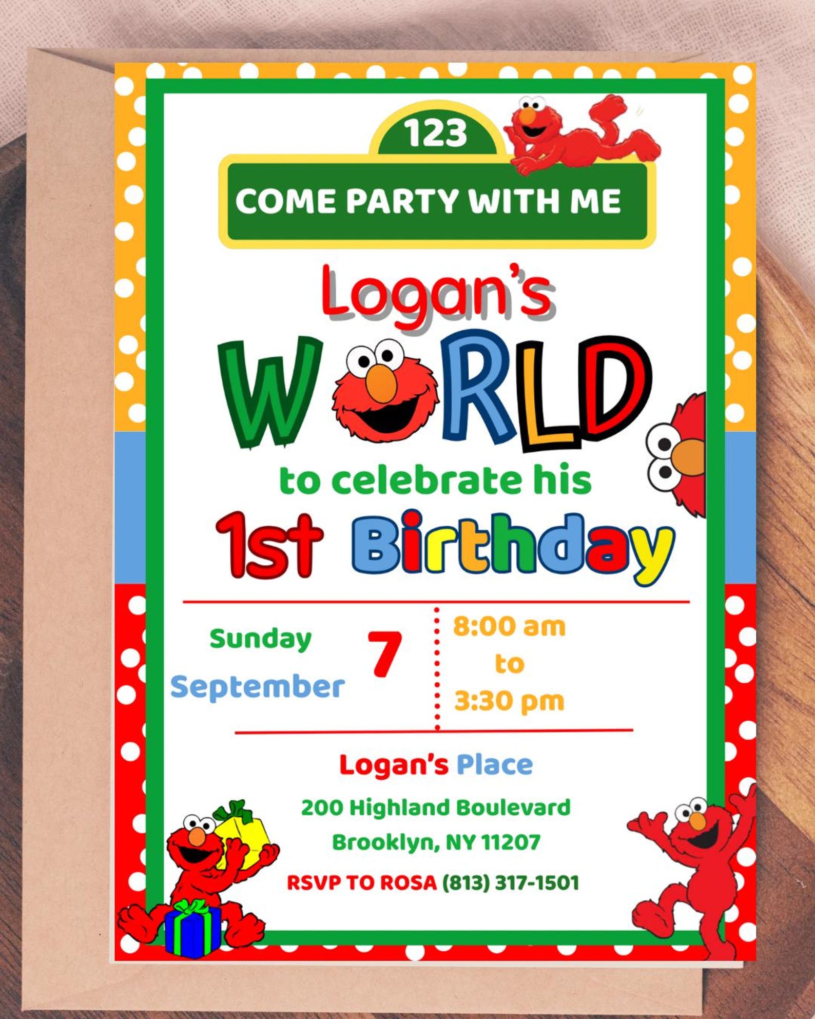 Elmo Birthday Invitation | Editable Sesame Street Party Invite ...