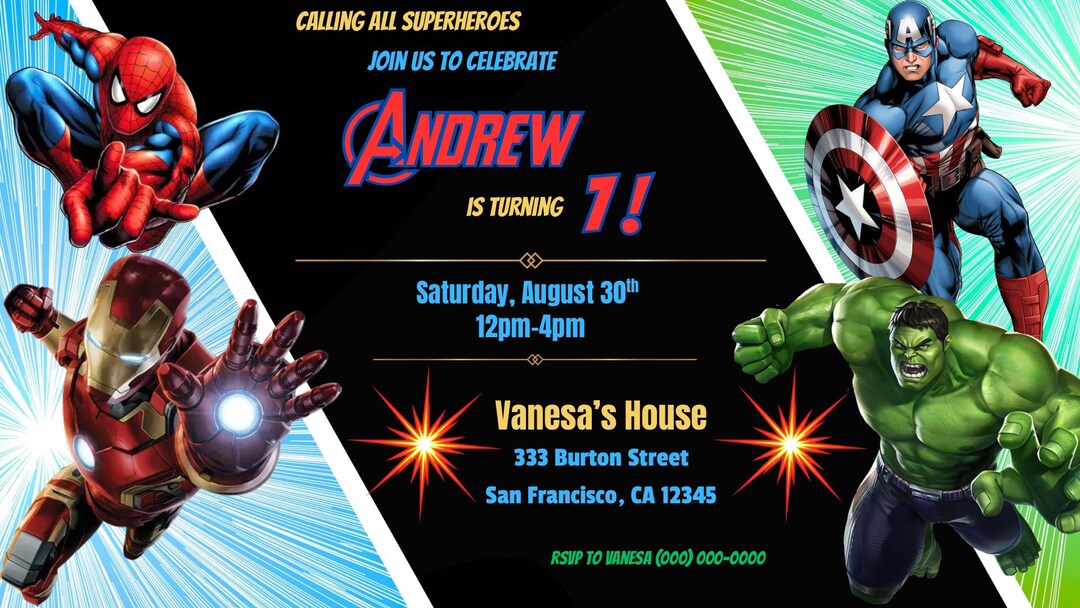 Avengers Superhero Birthday Invitation | Editable Canva Template ...