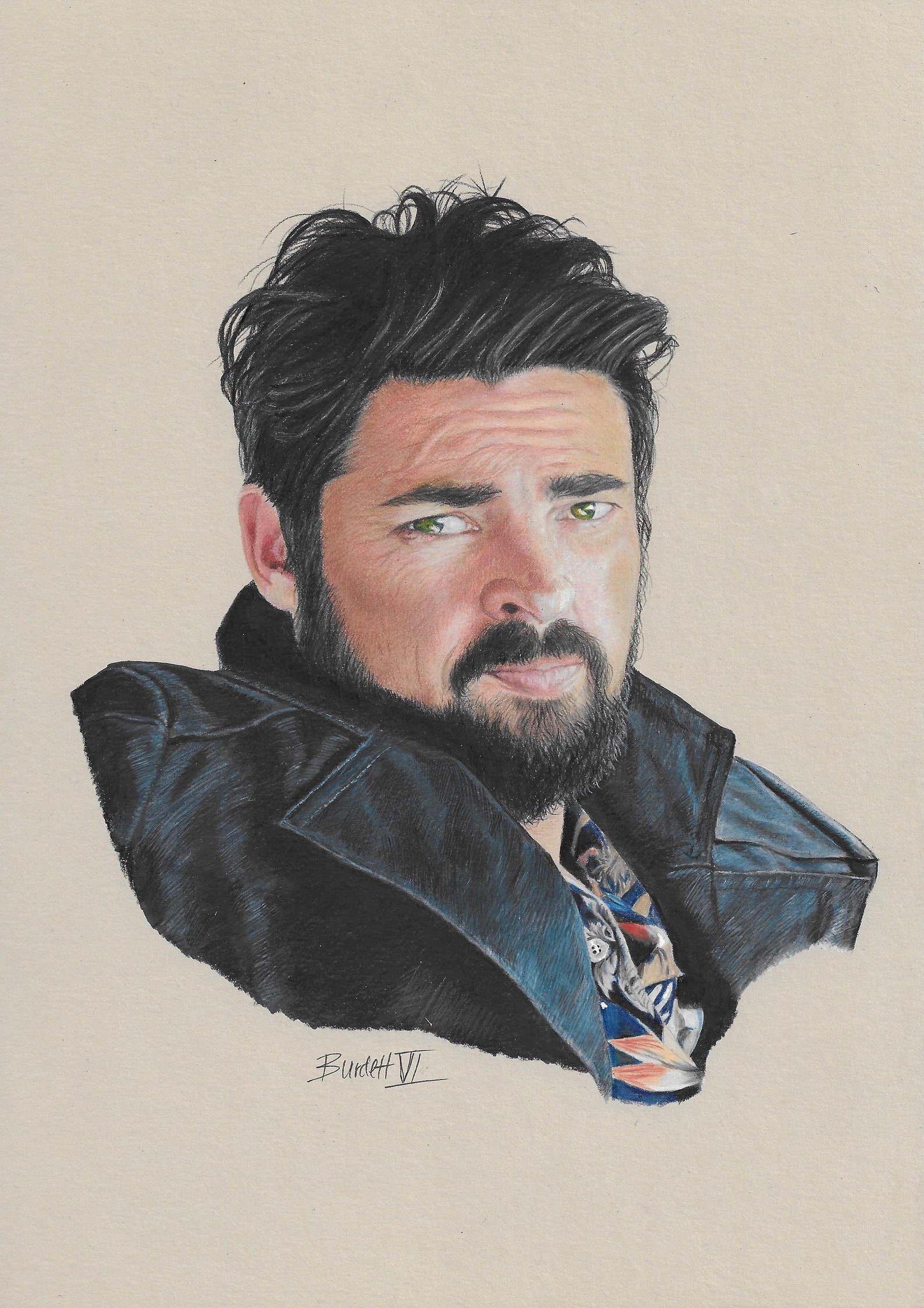 THE BOYS - Billy Butcher Karl Urban Original Drawing Coloured Pencil ...