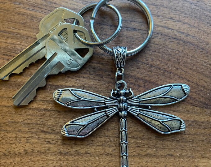 Handmade Stained Glass Dragonfly Skeleton Key Suncatcher - Vintage ...