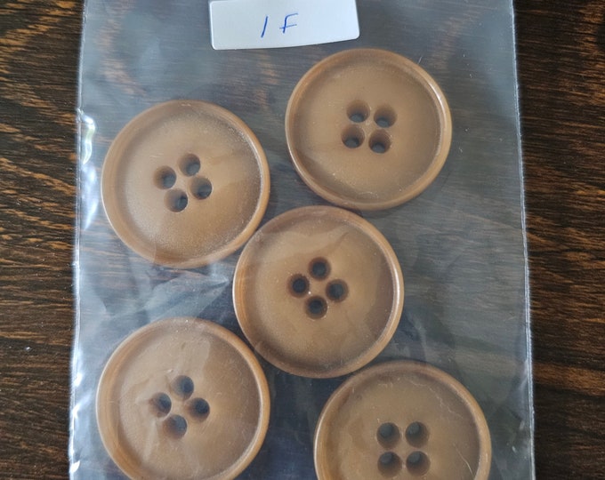 Original Vintage Buttons - Tan/light Brown Buttons, Set of 5 - 1 1/8 ...