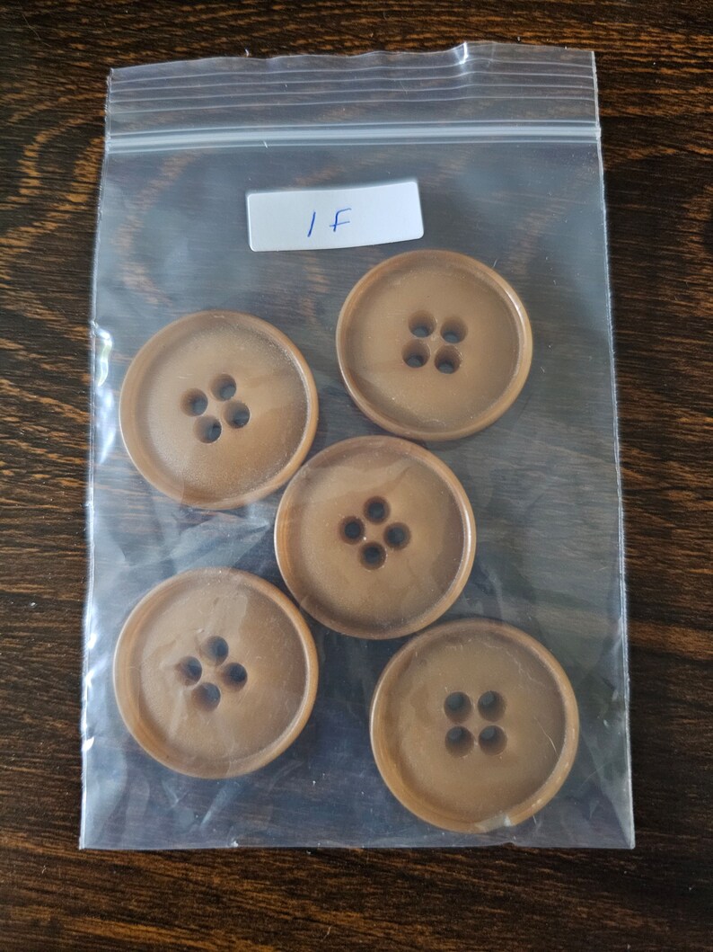 Original Vintage Buttons - Tan/light Brown Buttons, Set of 5 - 1 1/8 ...