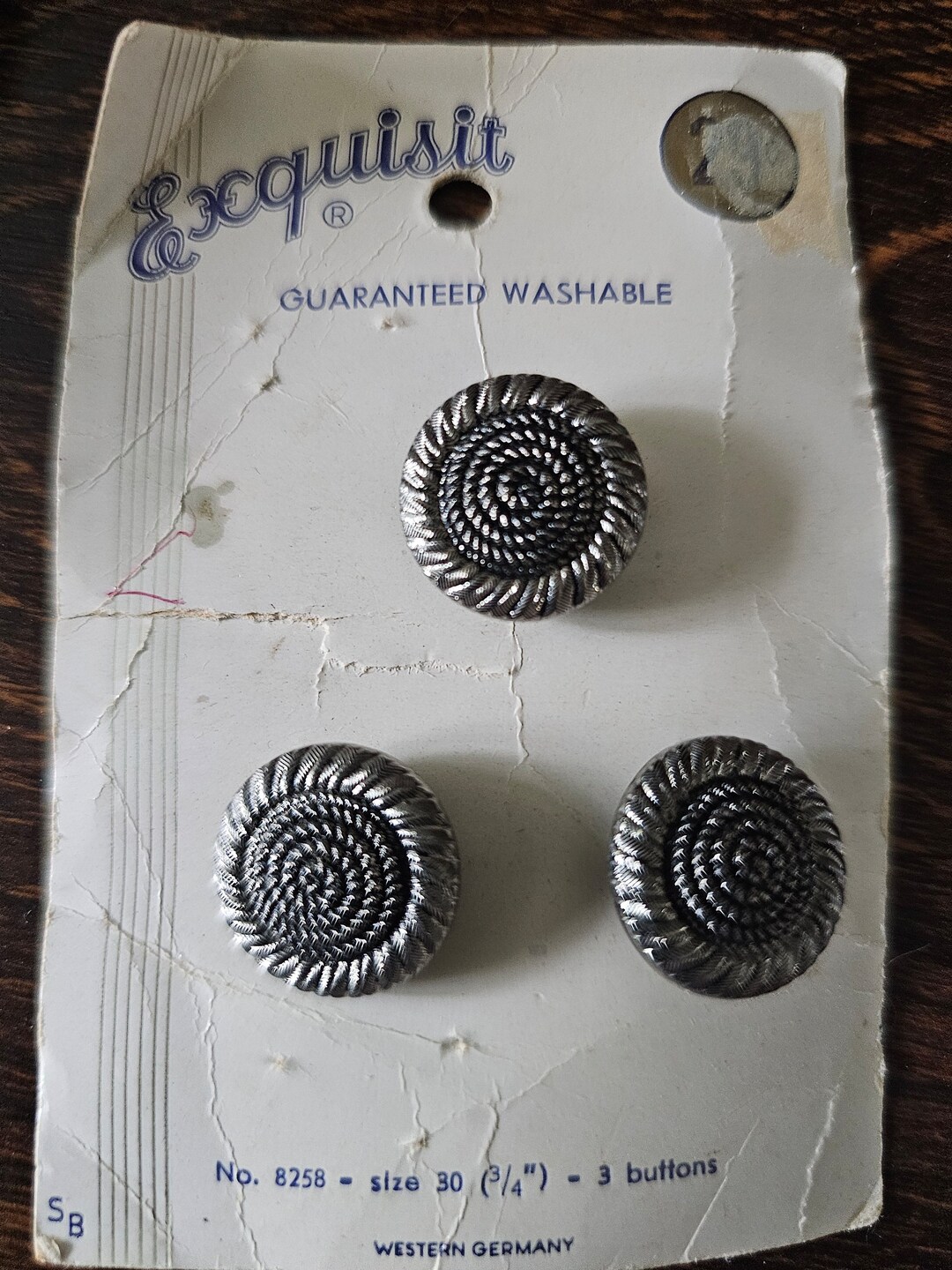 Original Vintage Buttons - Three Silver Detailed Buttons - 3/4" - (1E ...