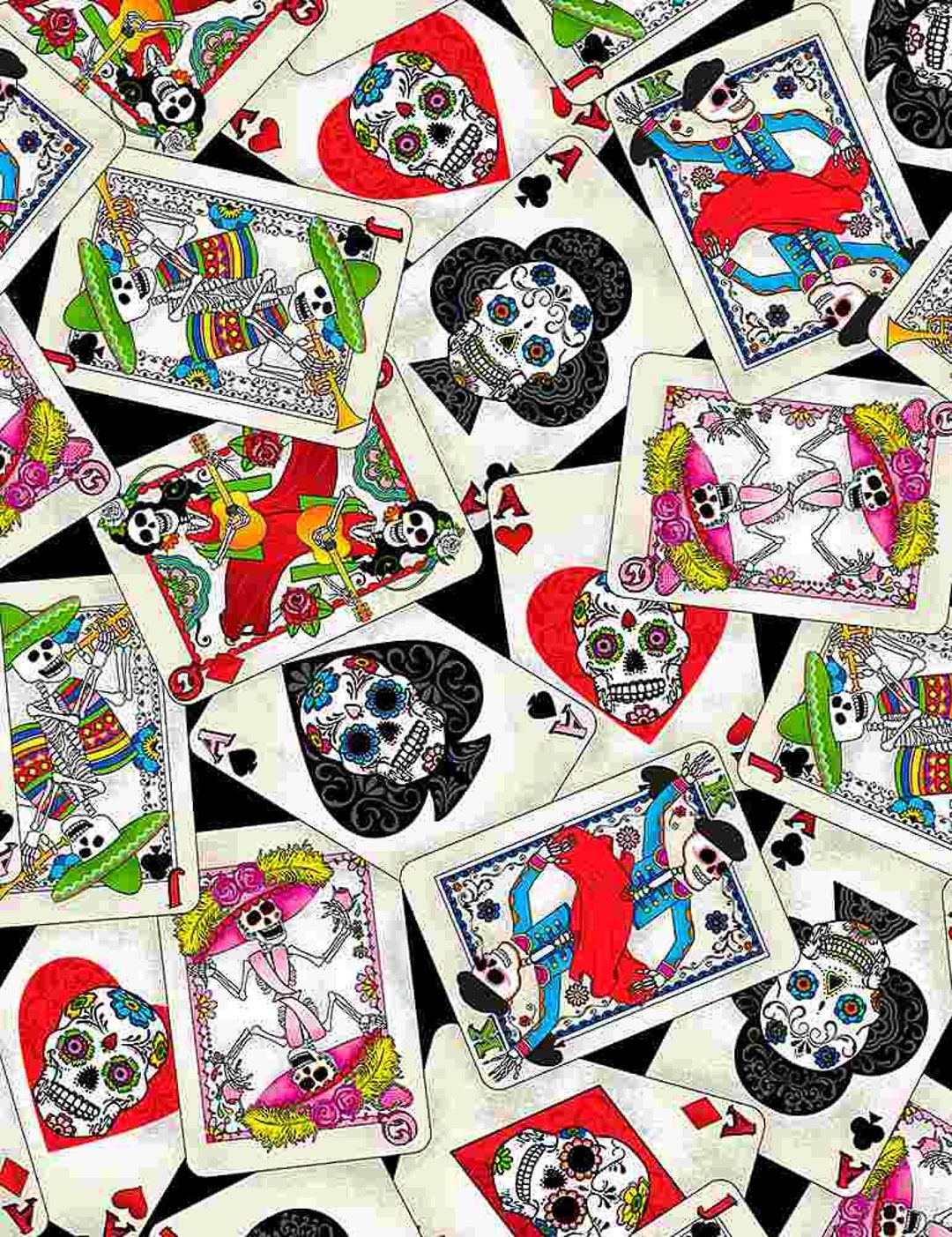 Day of the Dead Cards by Timeless Treasures (fun-c1206-black) - Etsy