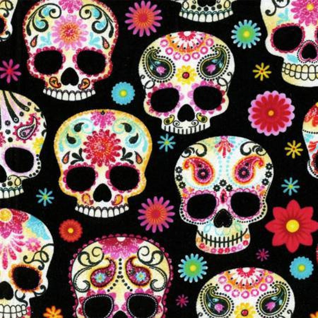 Sugar Skulls by Timeless Treasures fun-c4139-black - Etsy