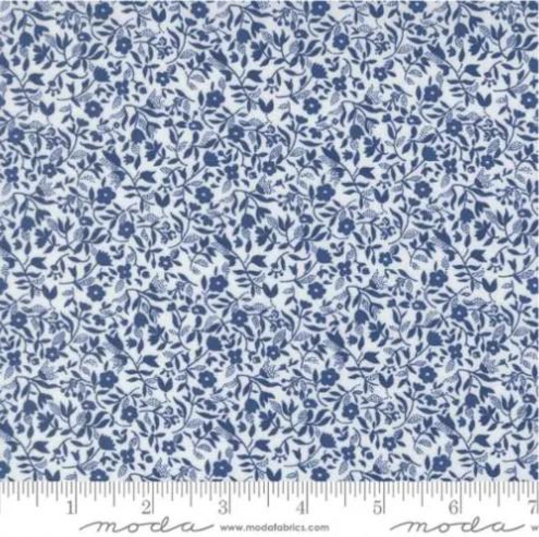 Blueprint – Small Flowers – White and Navy by Camille Roskelley (55335 ...